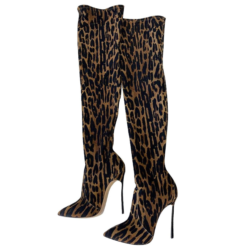Funki Buys | Boots | Women's Leopard Print Over-Knee Boots